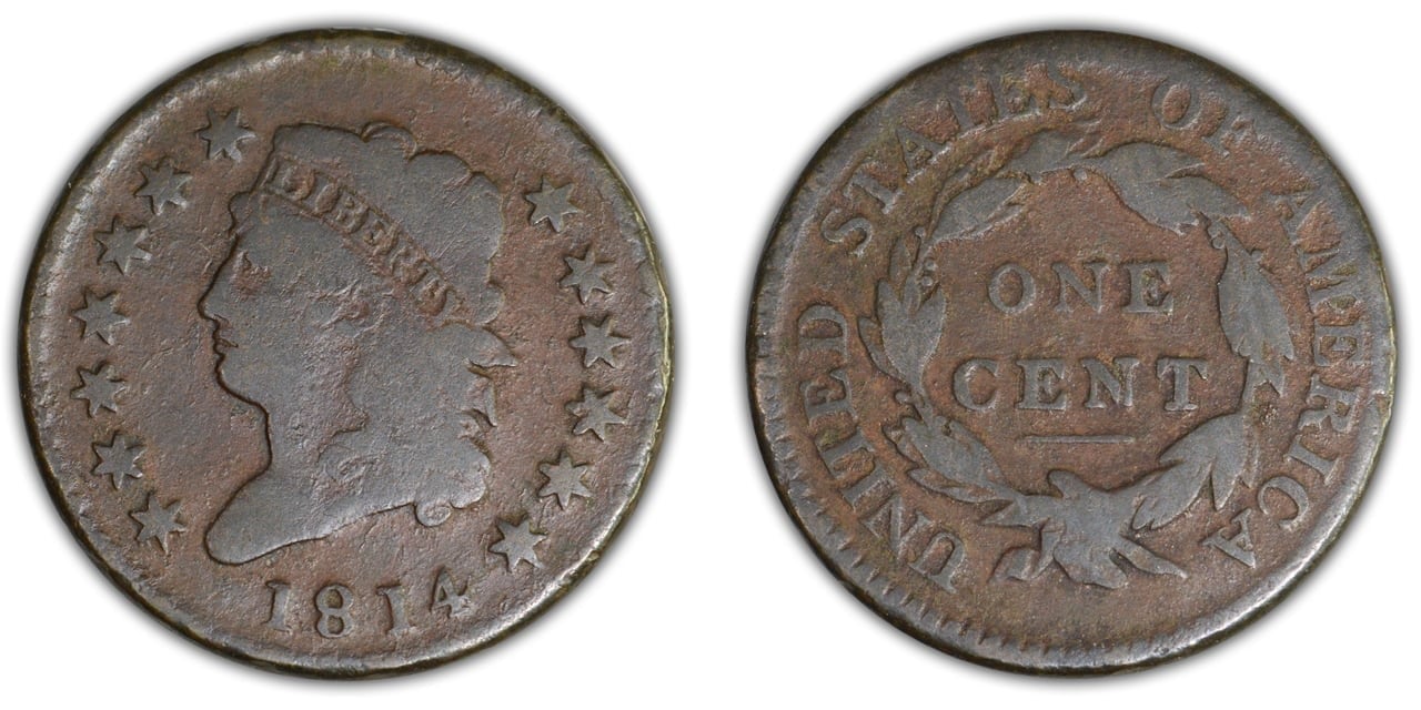 1814 Large Cent, S-294, crosslet 4, G-6 - Harford Coins